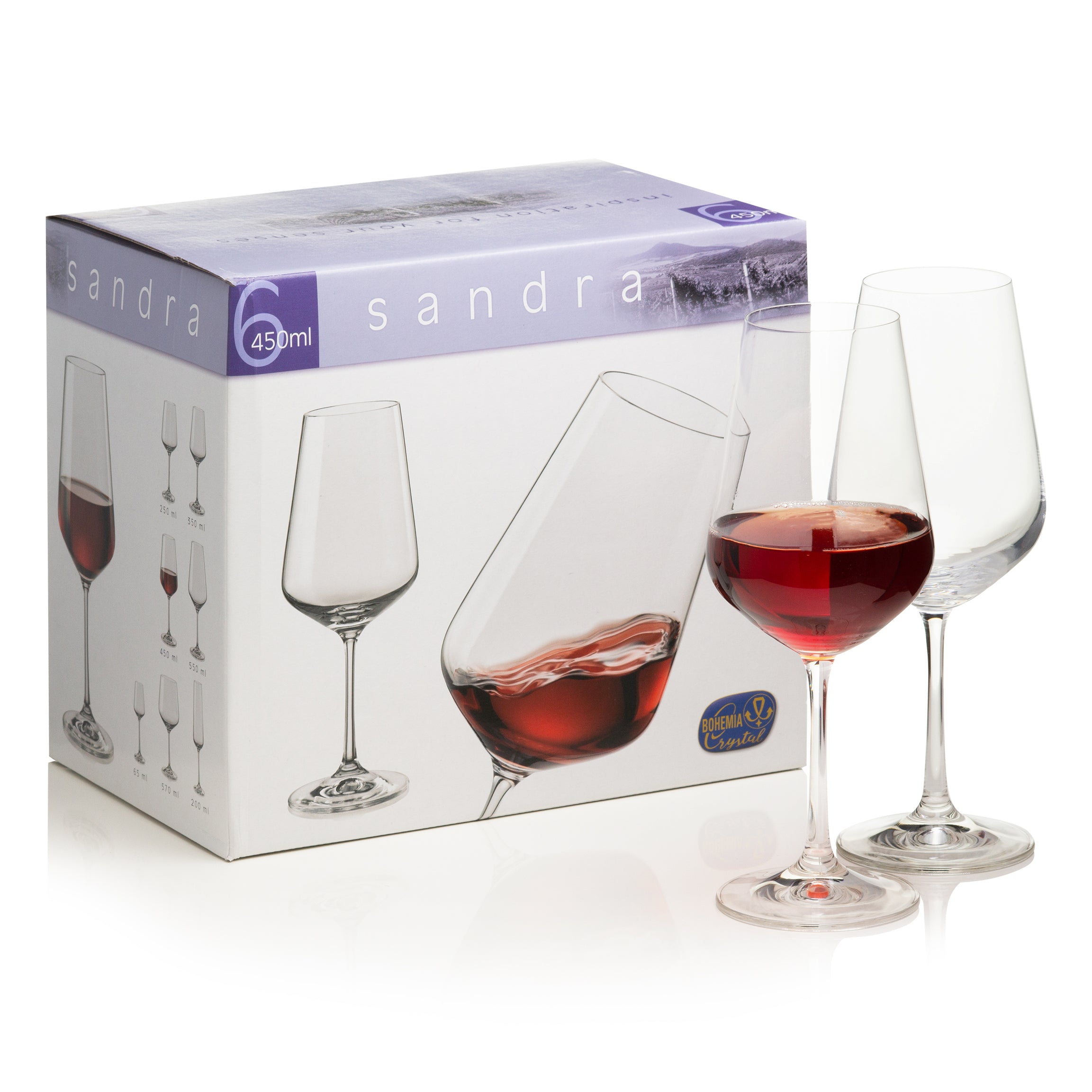 Big Red Wine Glasses Set By Crystalex Crystal Decor